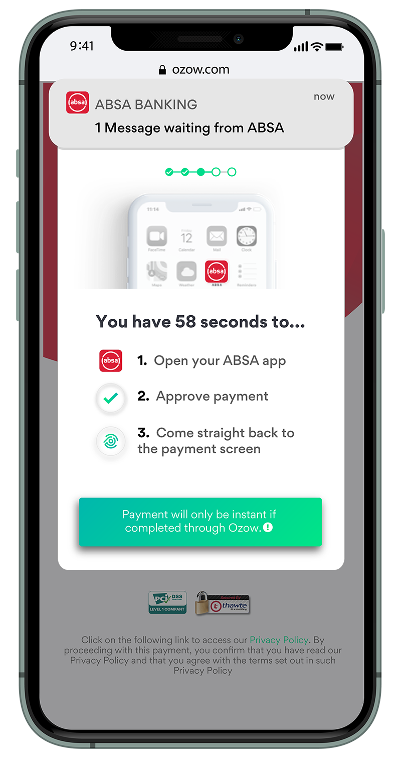 ABSA Payment Flow - Ozow Training Portal
