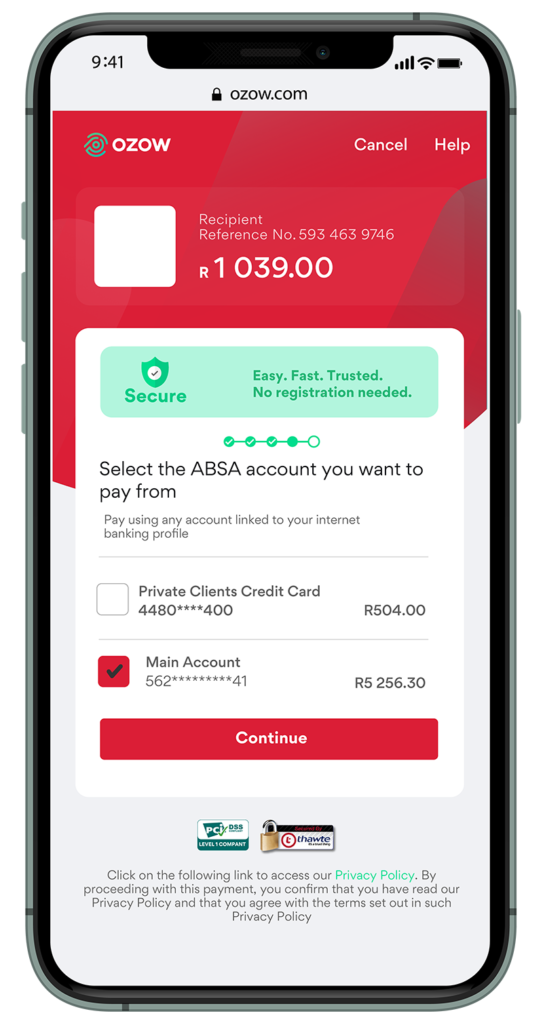 ABSA Payment Flow - Ozow Training Portal